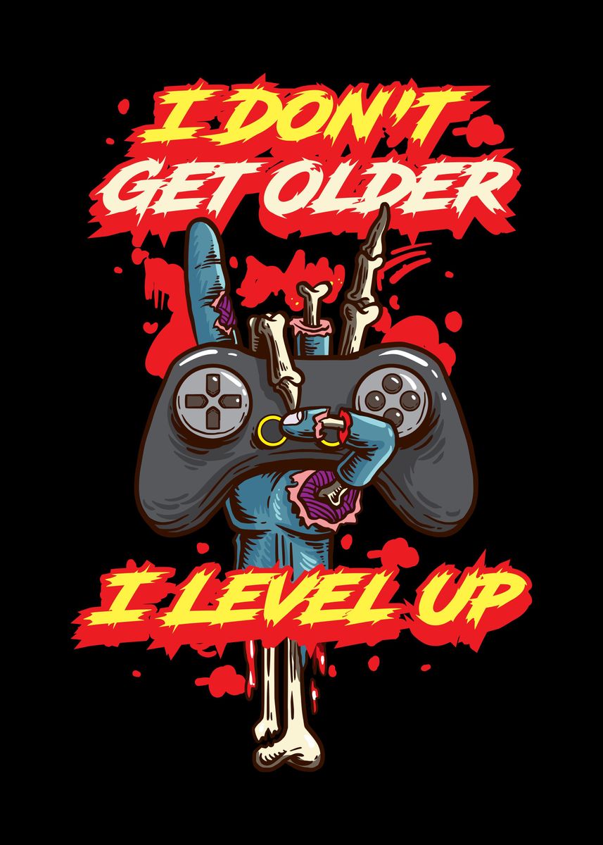 'I Level Up' Poster, picture, metal print, paint by CatRobot | Displate