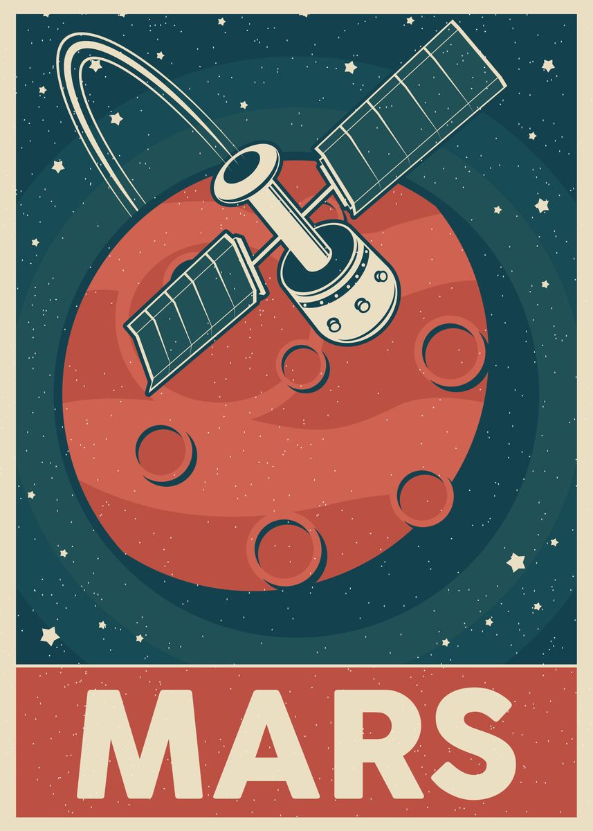 'Vintage Mars Sign' Poster, picture, metal print, paint by Gilded ...