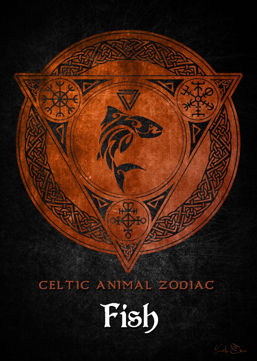 'Fish Viking zodiac sign' Poster, picture, metal print, paint by ...