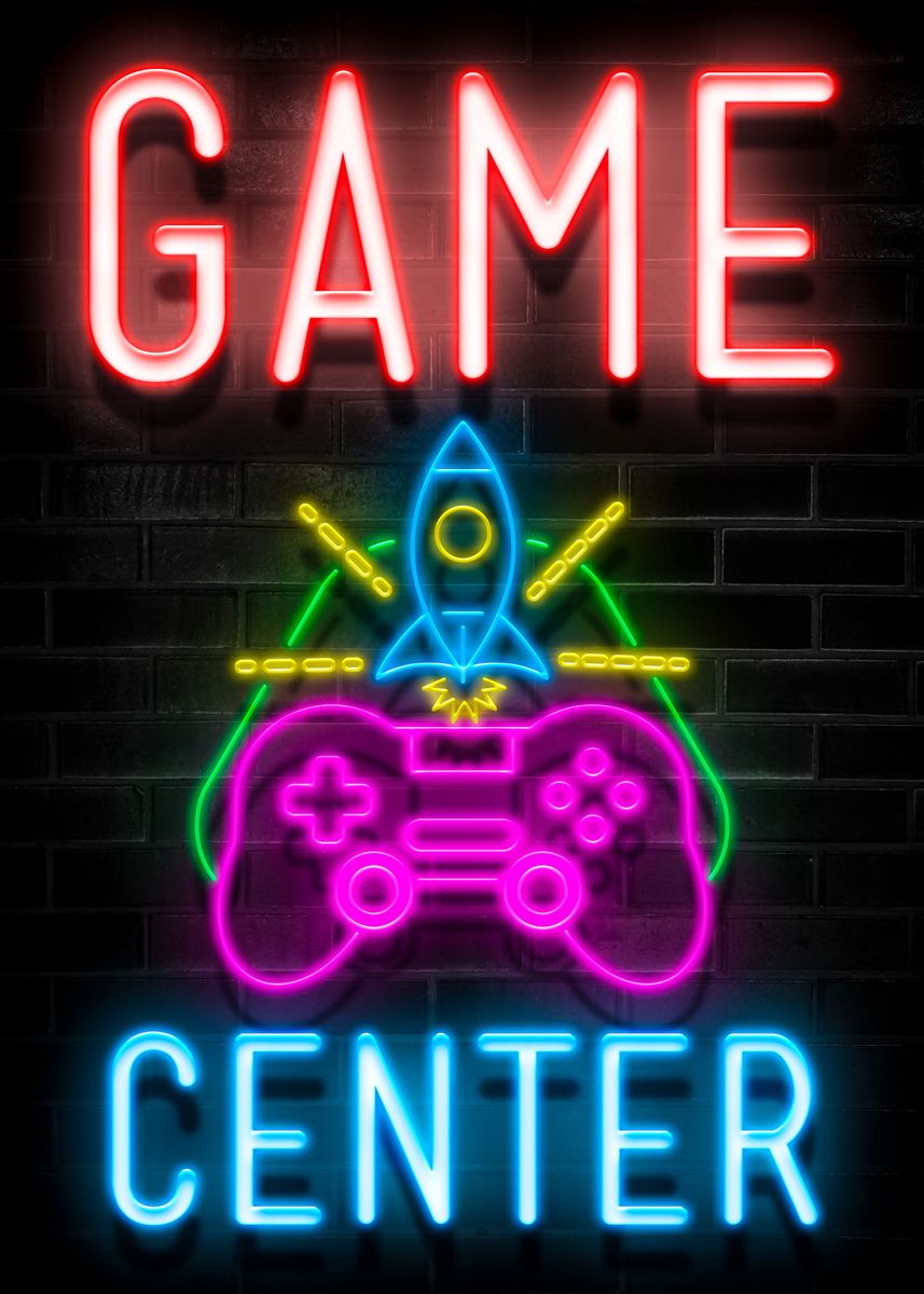'GAME CENTER' Poster, picture, metal print, paint by Reflection Quotes ...