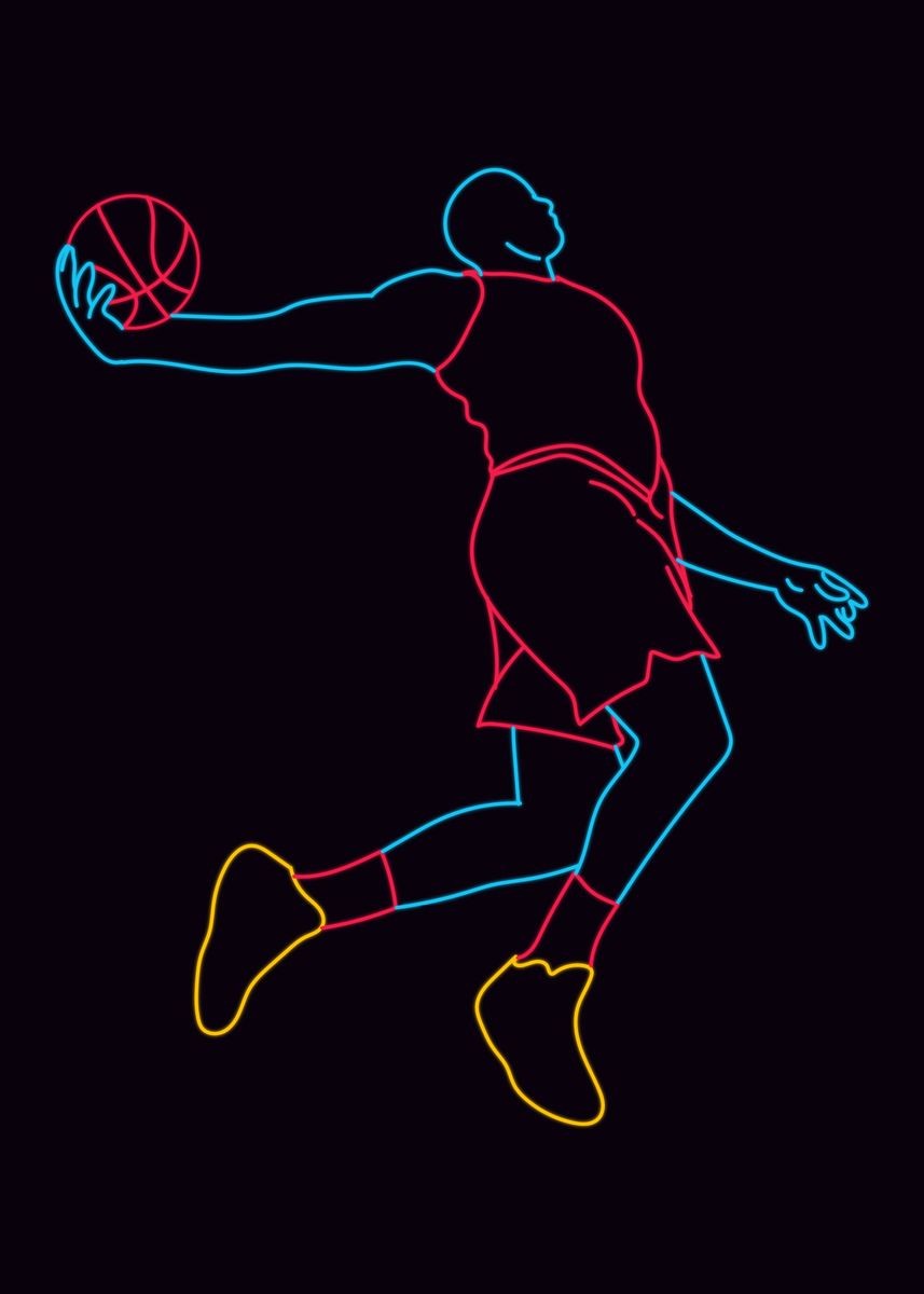 'Basketball neon art' Poster by dam art | Displate