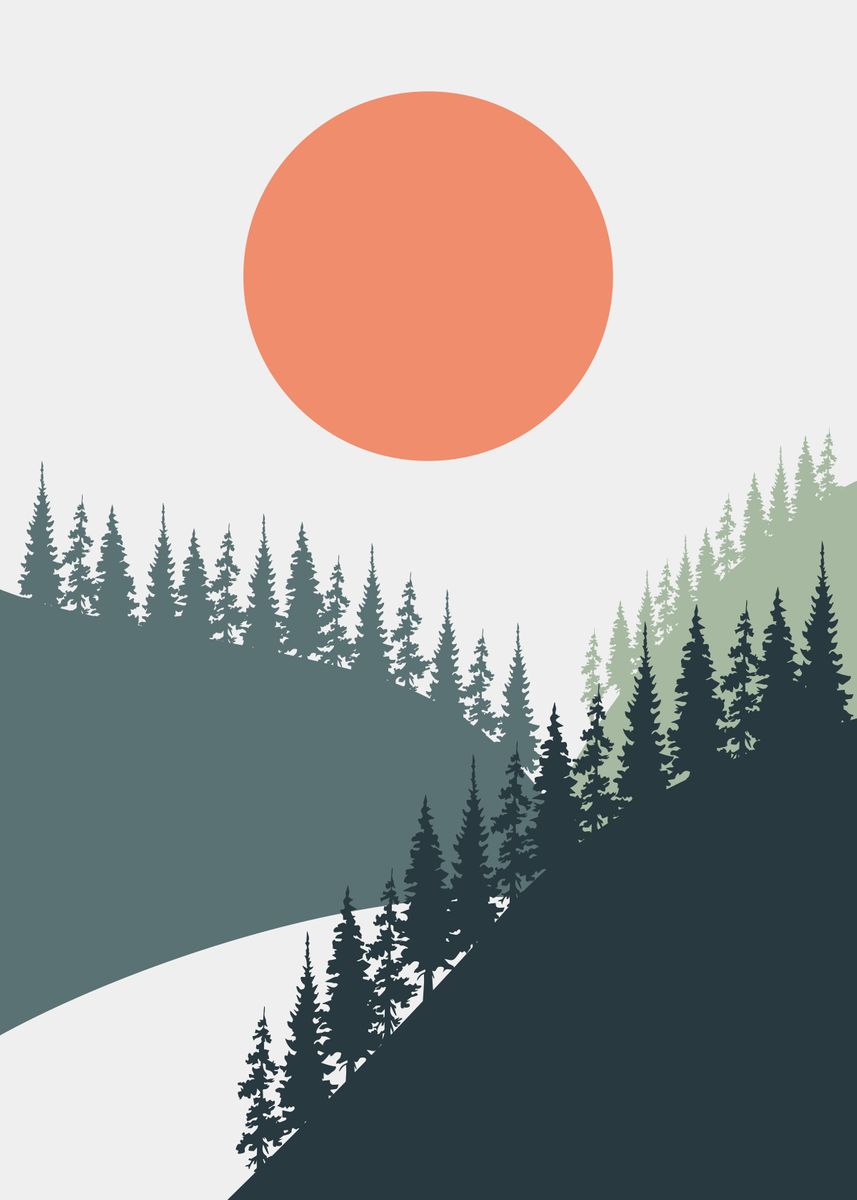 'Nature abstract landscape' Poster, picture, metal print, paint by ...