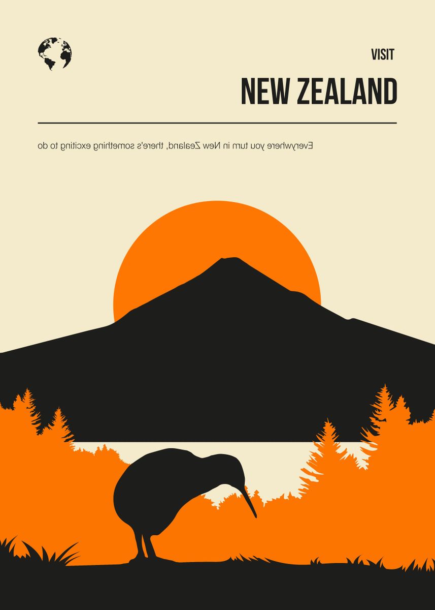 'New Zealand Travel Poster' Poster, picture, metal print, paint by Jorn ...