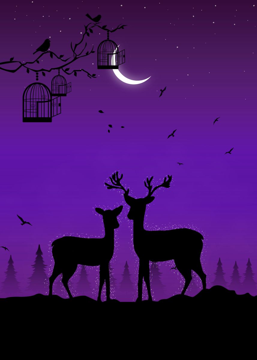 'Animal Dear' Poster, picture, metal print, paint by Eudora | Displate