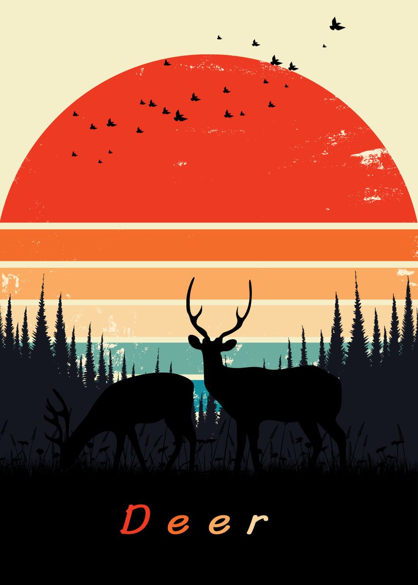 'Deer Poster' Poster, picture, metal print, paint by Adaline Wilkinson ...