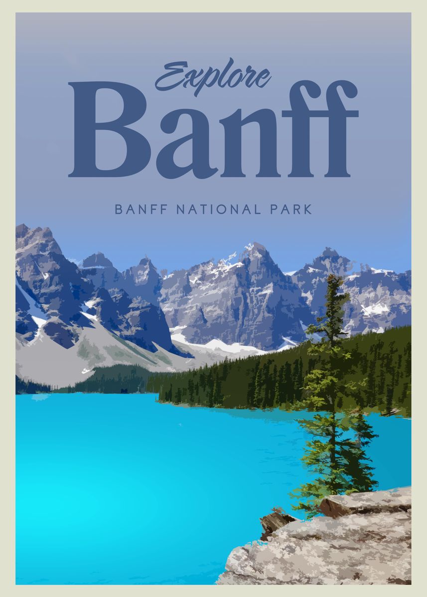 'Visit Banff' Poster, picture, metal print, paint by Mercury Club ...