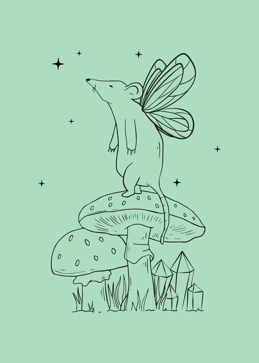 'Fairycore Fairy Mouse' Poster, picture, metal print, paint by ...