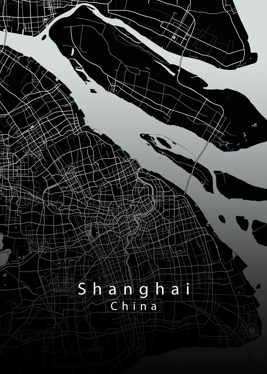 'Shanghai City Map' Poster, picture, metal print, paint by Mapique ...