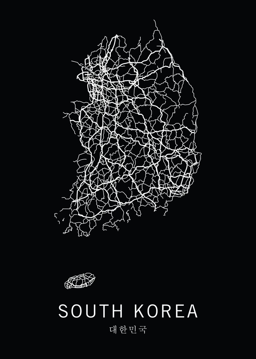 'South Korea Road Map ' Poster, picture, metal print, paint by Clark ...