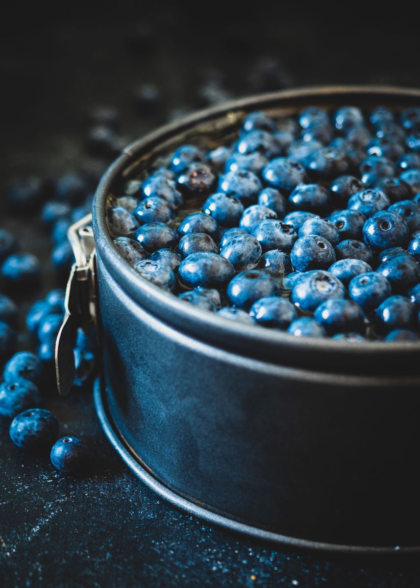 'blueberries' Poster, picture, metal print, paint by Malwina Lewinska ...