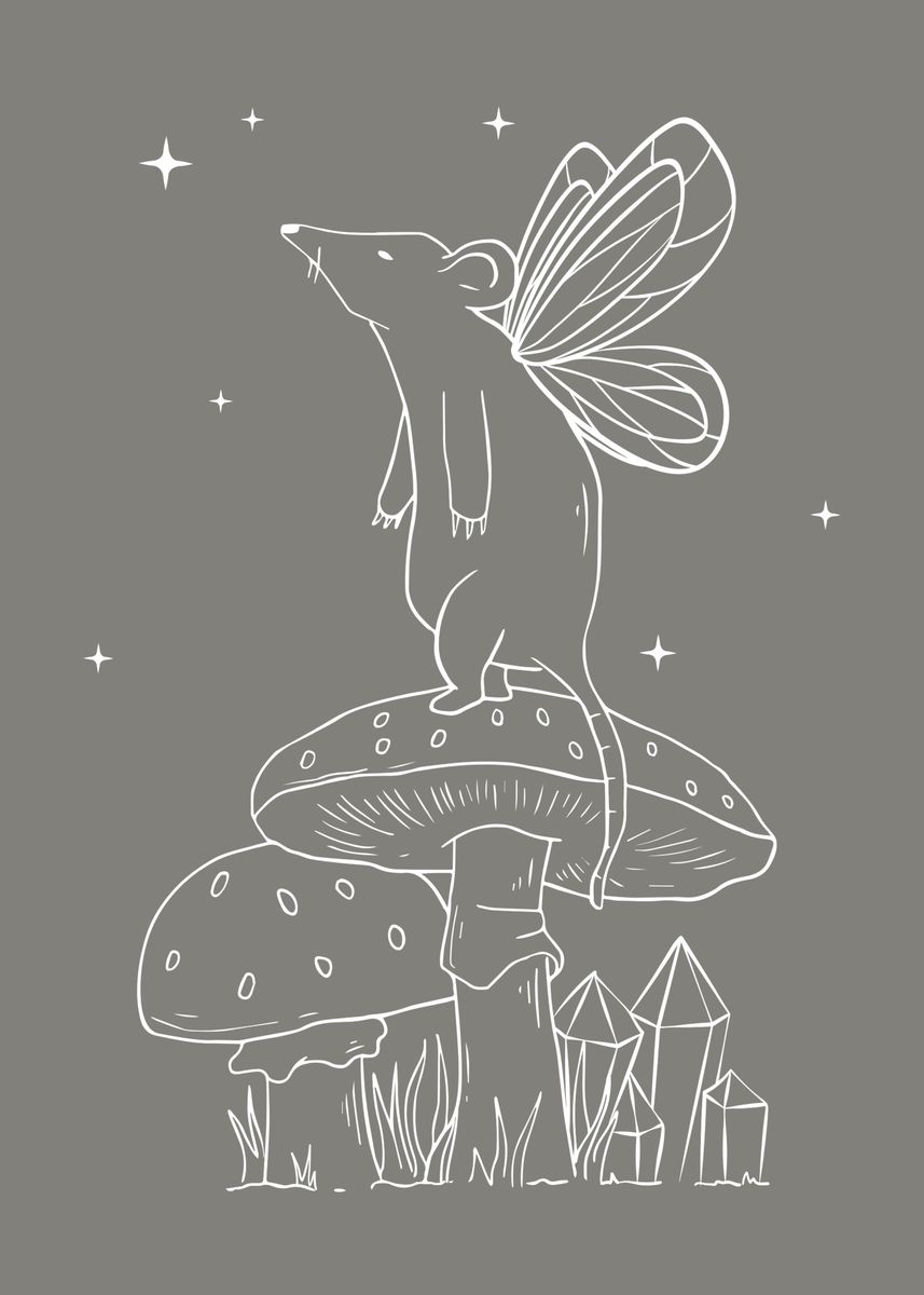 'Fairycore Fairy Mouse' Poster, picture, metal print, paint by ...