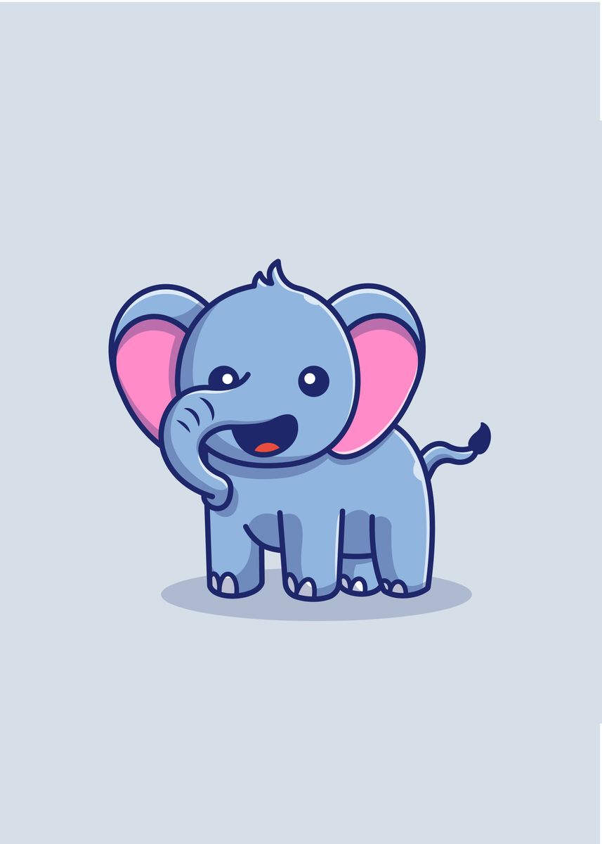 'Cute Elephant Smiling' Poster by catalyst vibes | Displate