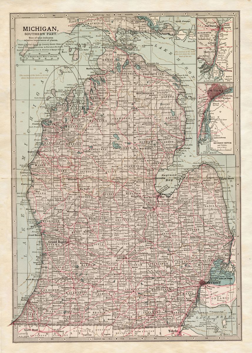 'MICHIGAN SOUTH USA' Poster, picture, metal print, paint by Atomic ...