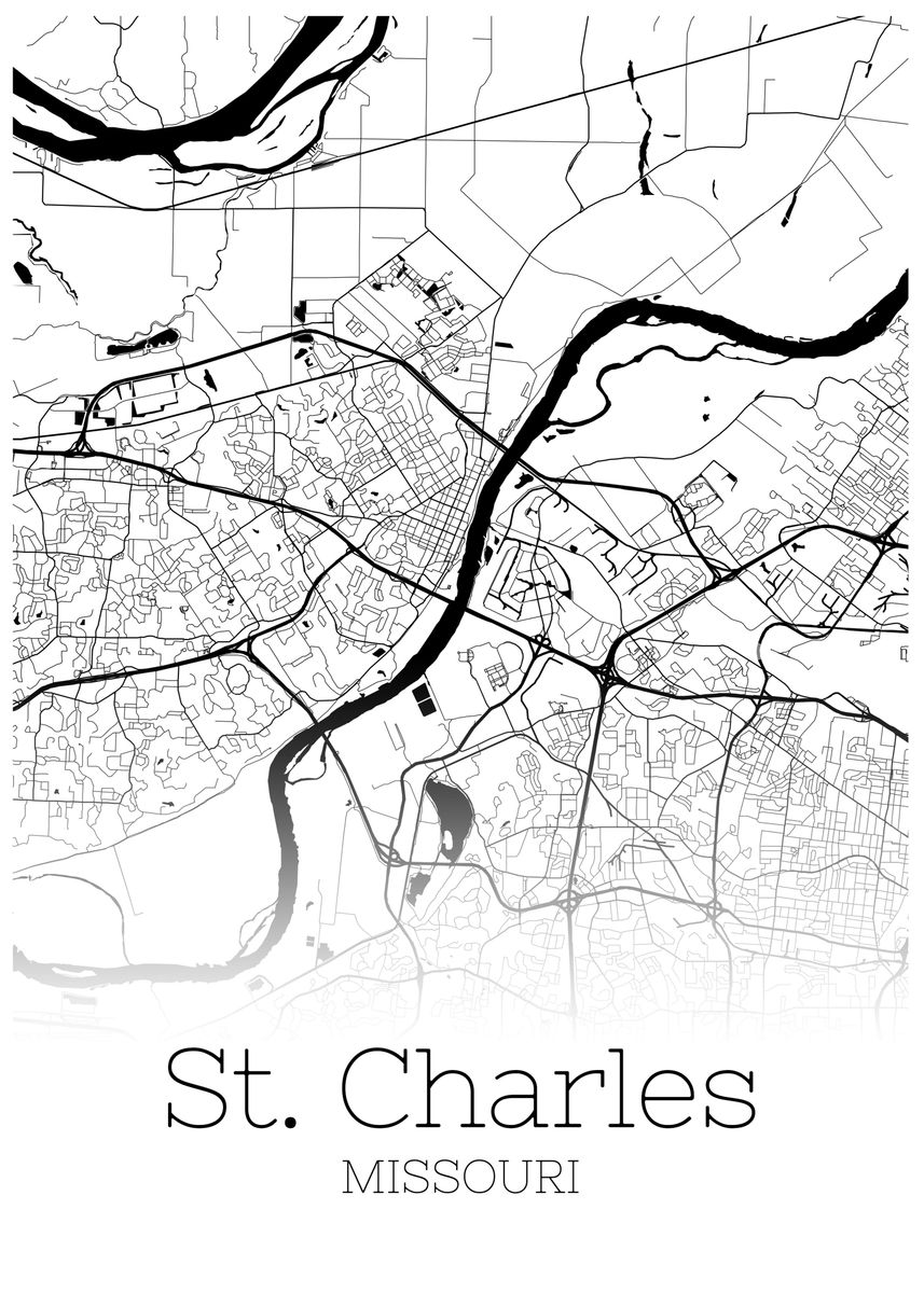 'St Charles Missouri map' Poster, picture, metal print, paint by ...