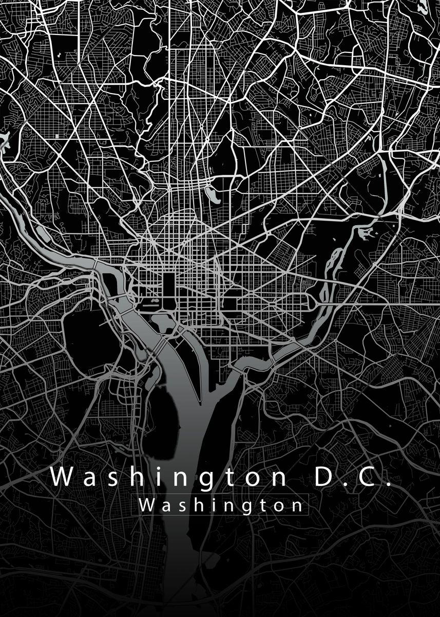 'Washington DC City Map' Poster, picture, metal print, paint by Mapique ...