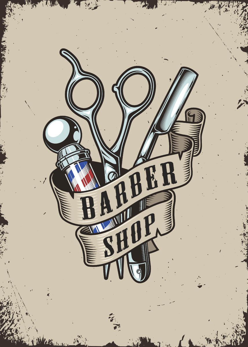 'Barber shop posters' Poster, picture, metal print, paint by Karin ...
