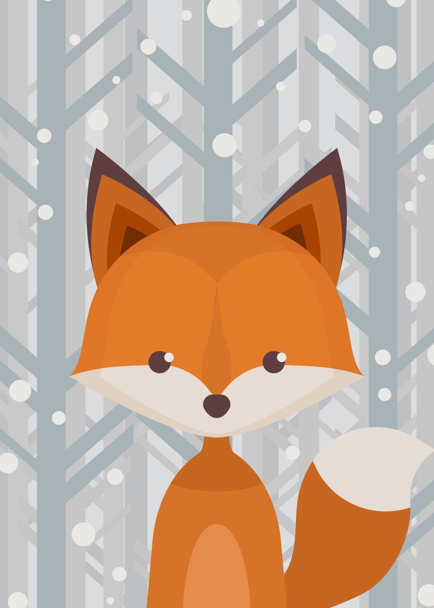 'Cute Fox animal' Poster, picture, metal print, paint by Human Shadow ...