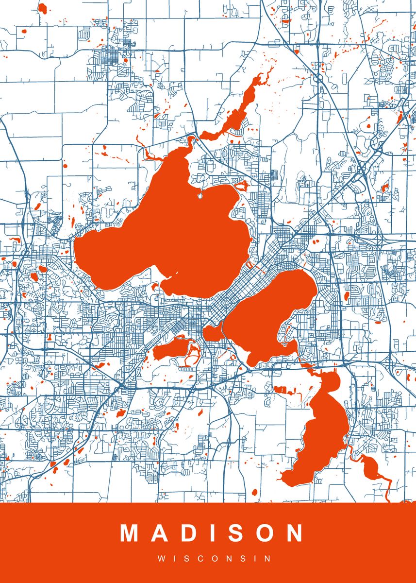 'MADISON Map WISCONSIN USA' Poster, picture, metal print, paint by ...