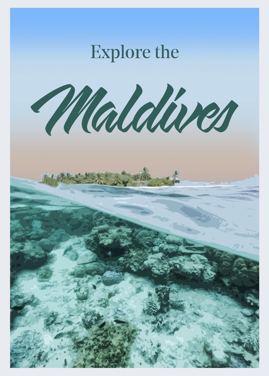 'Visit Maldives' Poster, picture, metal print, paint by Mercury Club ...