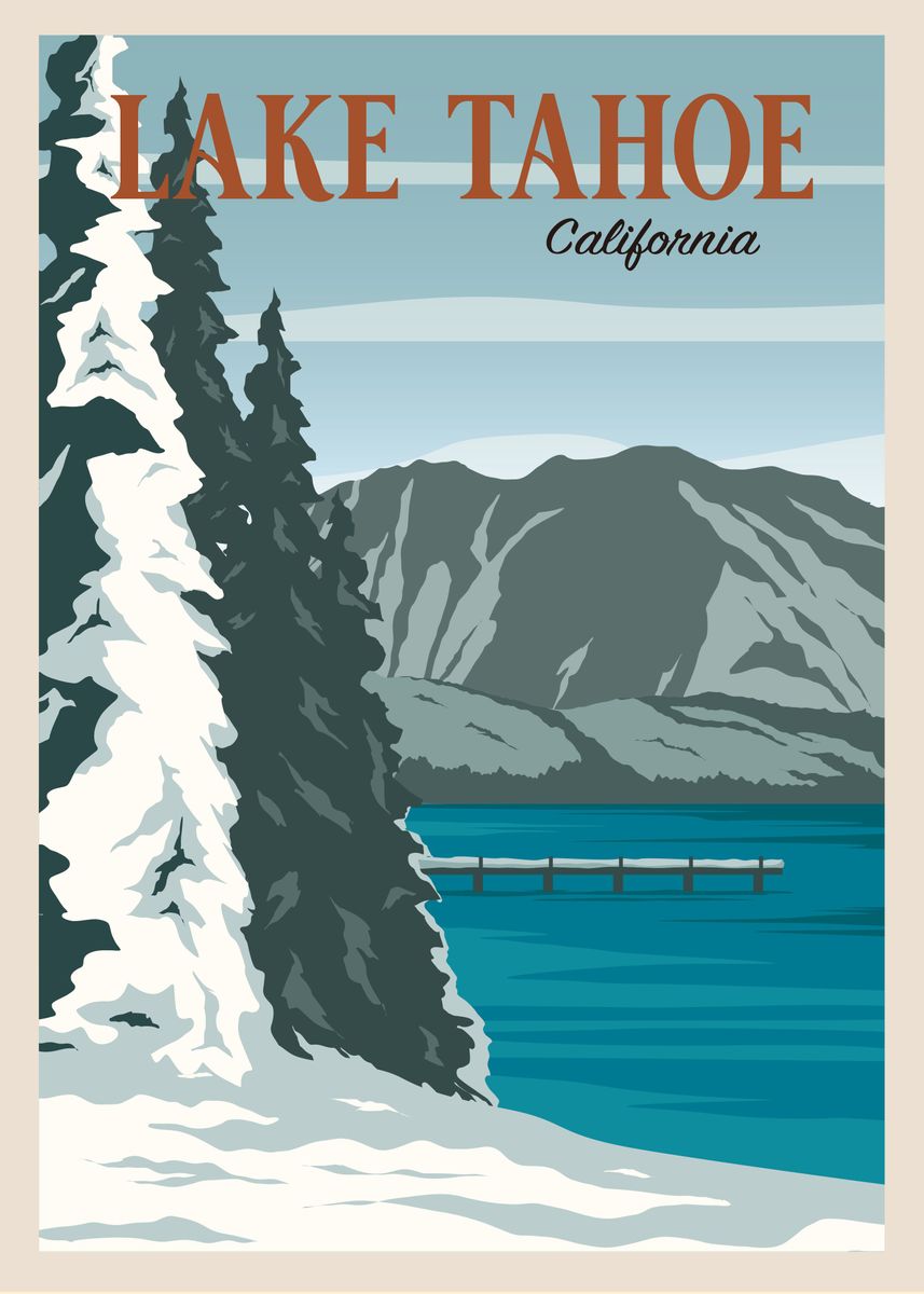 'Lake Tahoe California' Poster, picture, metal print, paint by Alin ...