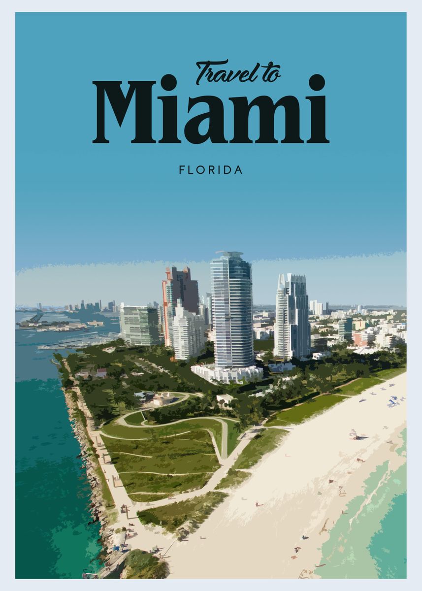 'Visit Miami' Poster, picture, metal print, paint by Mercury Club ...