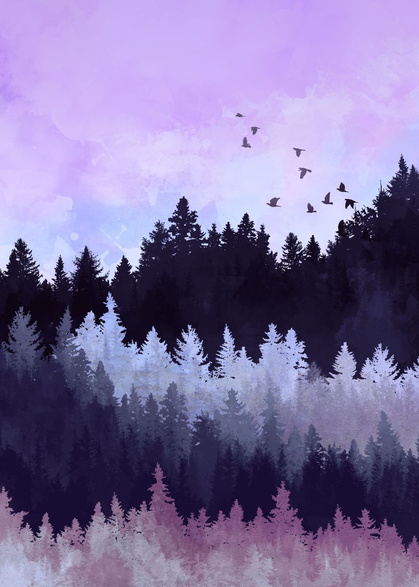 'Violet Forest ' Poster, picture, metal print, paint by Nephelys | Displate