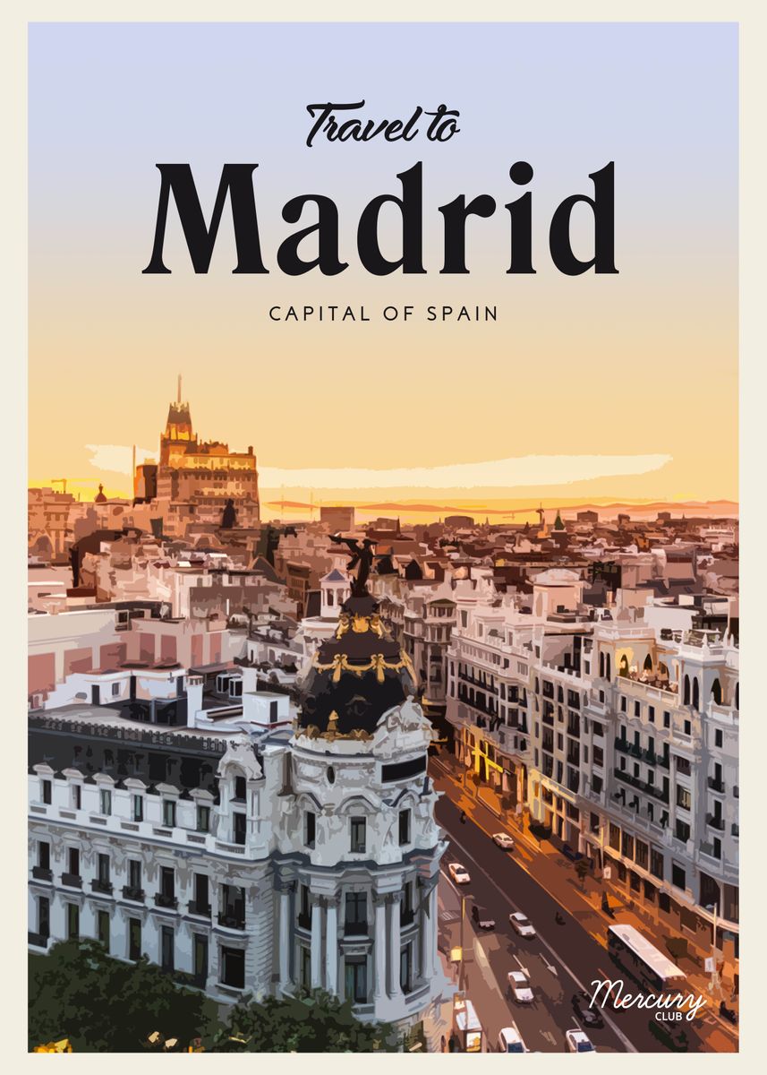 'Visit Madrid' Poster, picture, metal print, paint by Mercury Club ...