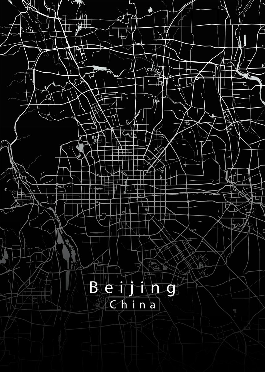 'Beijing City Map' Poster, picture, metal print, paint by Mapique ...