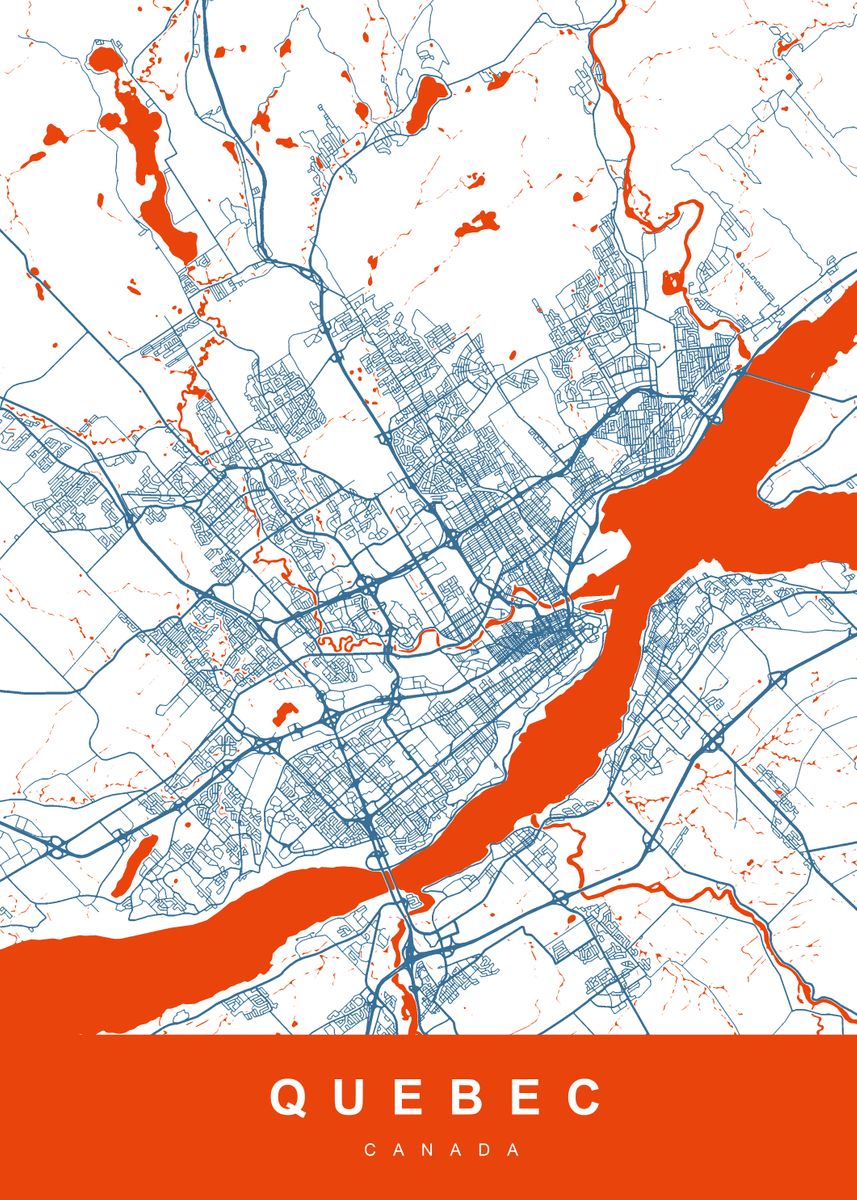 'QUEBEC Map CANADA' Poster, picture, metal print, paint by UrbanMaps ...