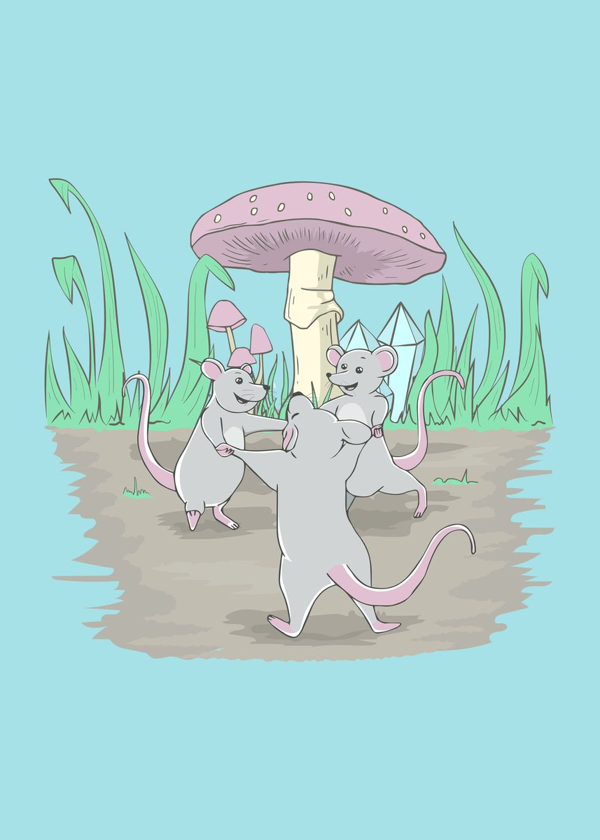 'Cottagecore Dancing Rats' Poster, picture, metal print, paint by ...