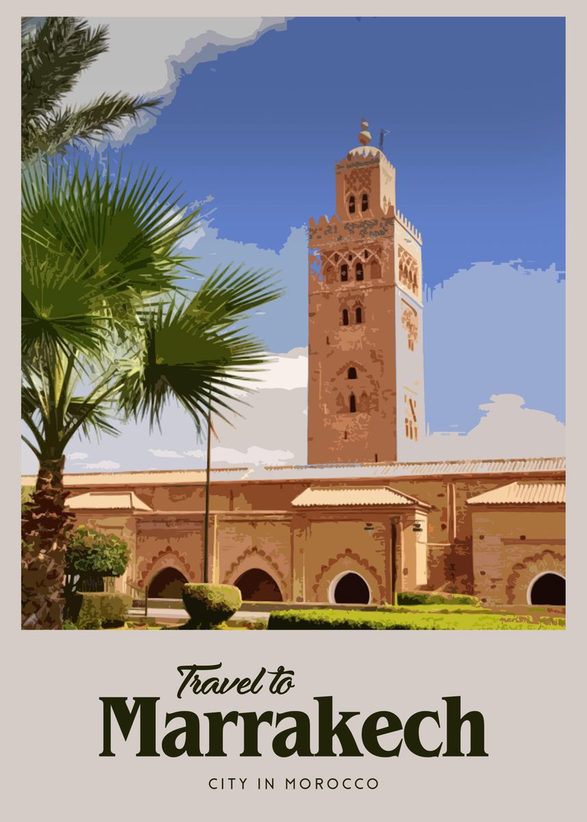 'Visit Marrakech' Poster, picture, metal print, paint by Mercury Club ...