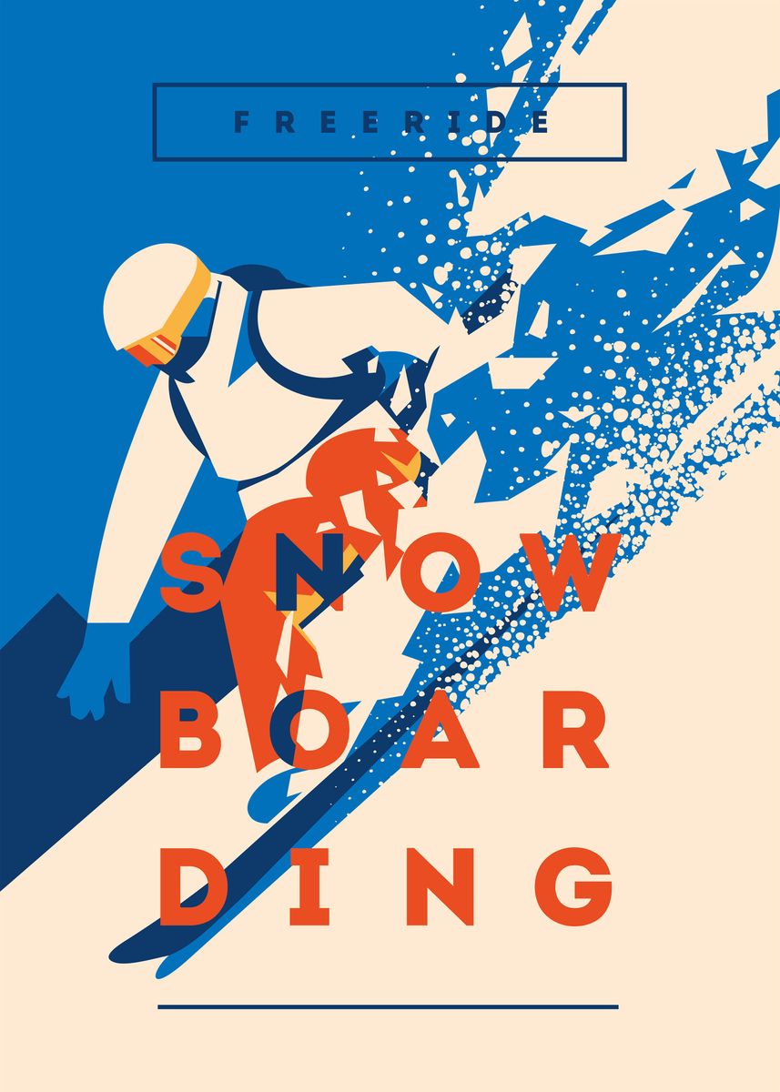 'snowboarding winter' Poster, picture, metal print, paint by ...