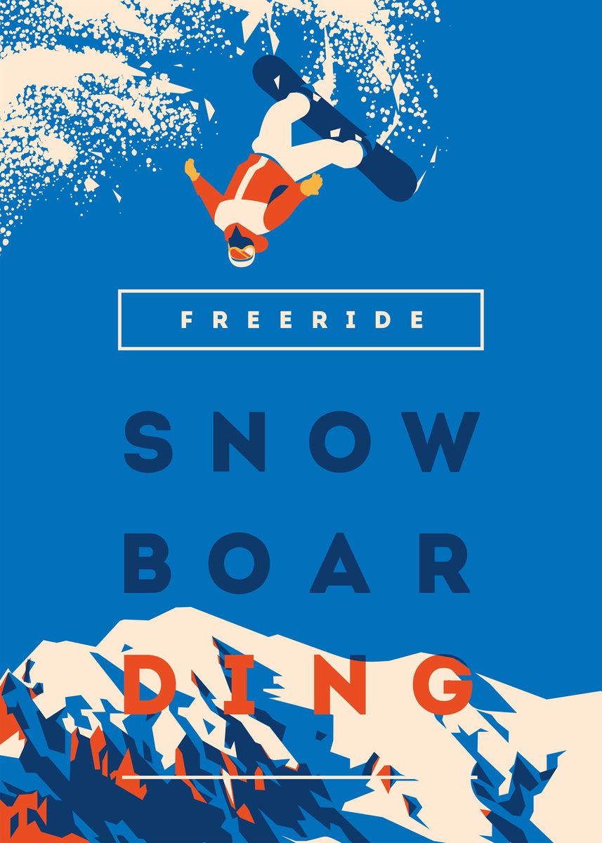 'Snowboarder flip' Poster, picture, metal print, paint by Designersen ...