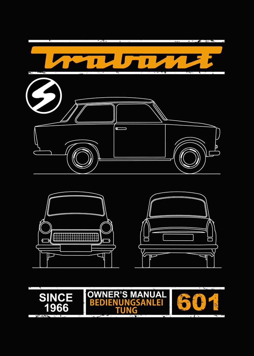 'Blueprint of the Trabant' Poster, picture, metal print, paint by ...