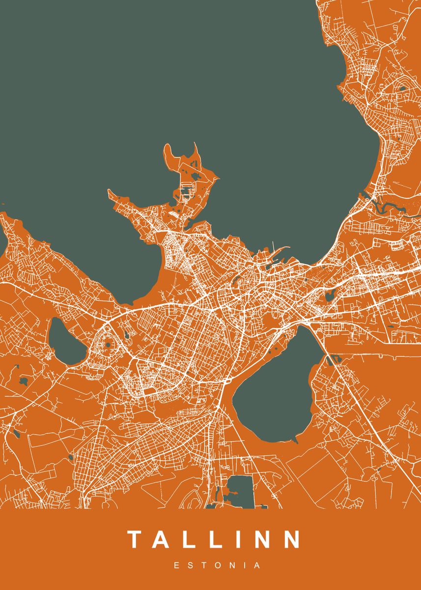 'TALLINN Map ESTONIA' Poster, picture, metal print, paint by UrbanMaps ...