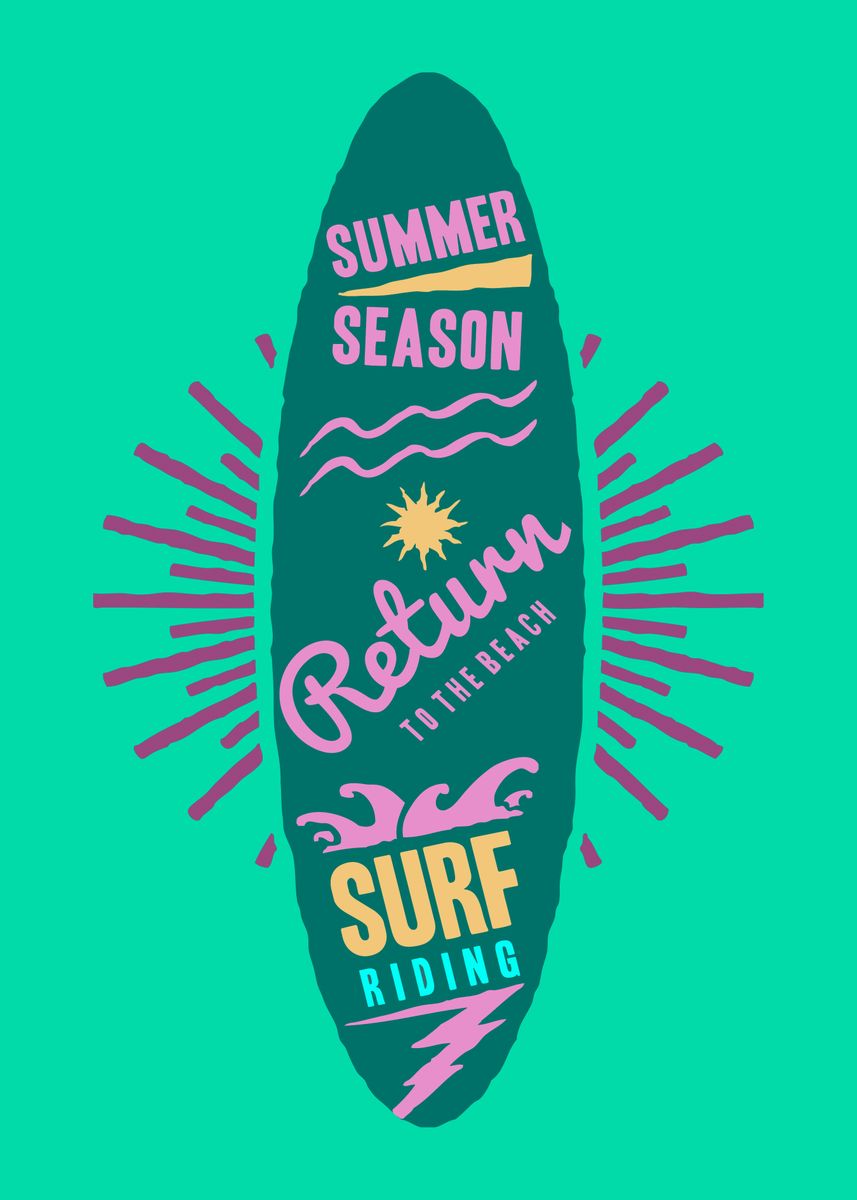 'Surf vibes' Poster, picture, metal print, paint by MCAshe Art | Displate