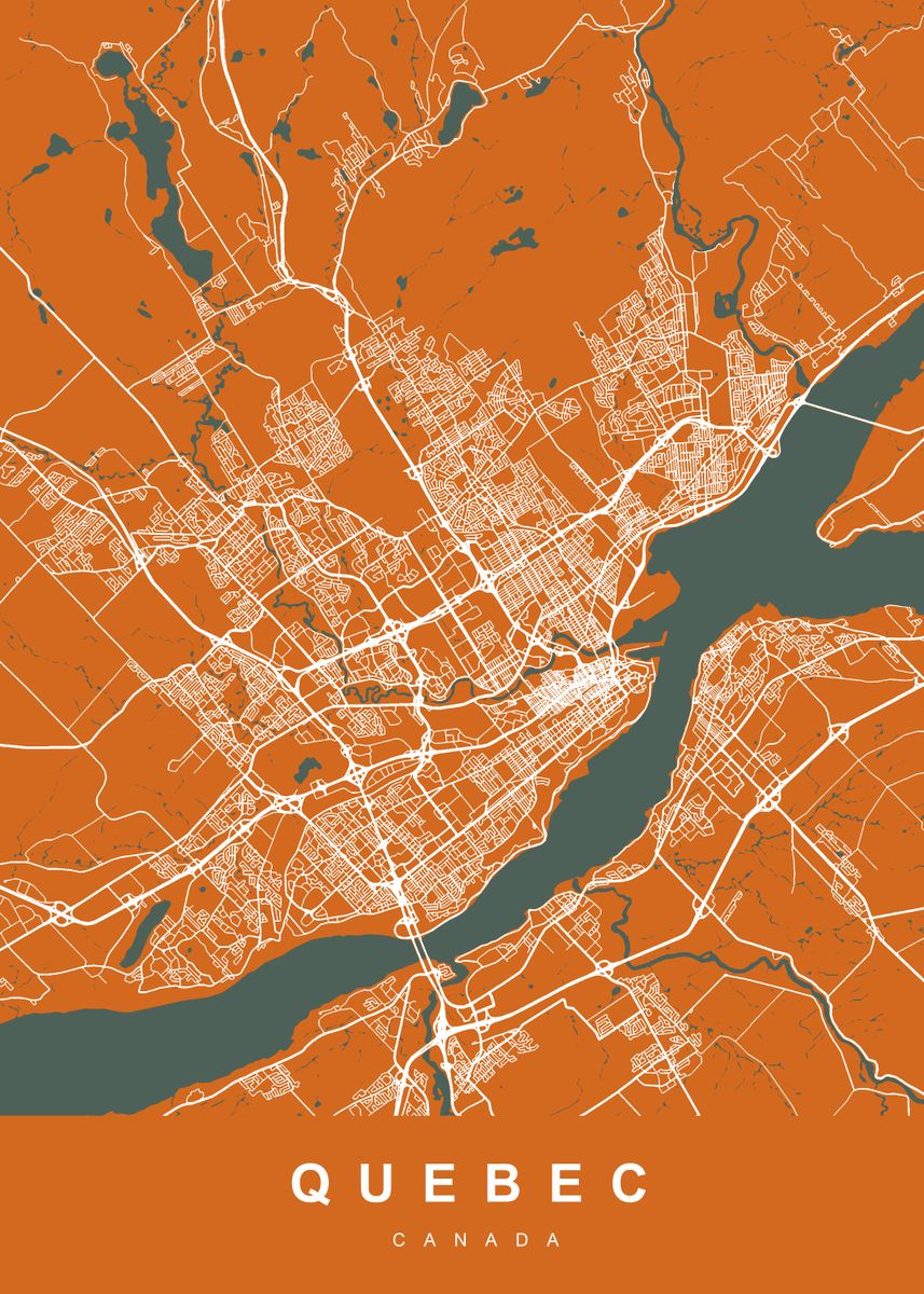 'QUEBEC Map CANADA' Poster, picture, metal print, paint by UrbanMaps ...