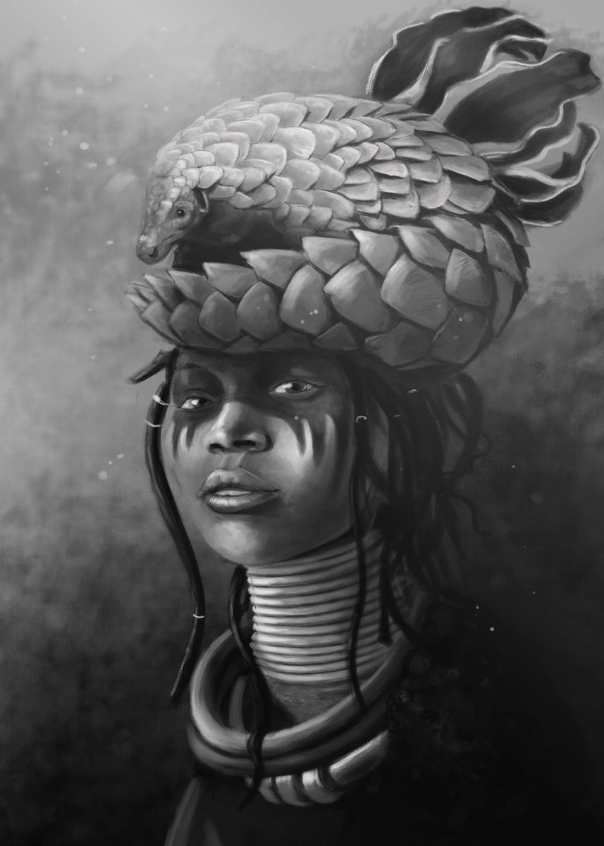 'The Pangolin Woman' Poster, picture, metal print, paint by Ryan Allan ...