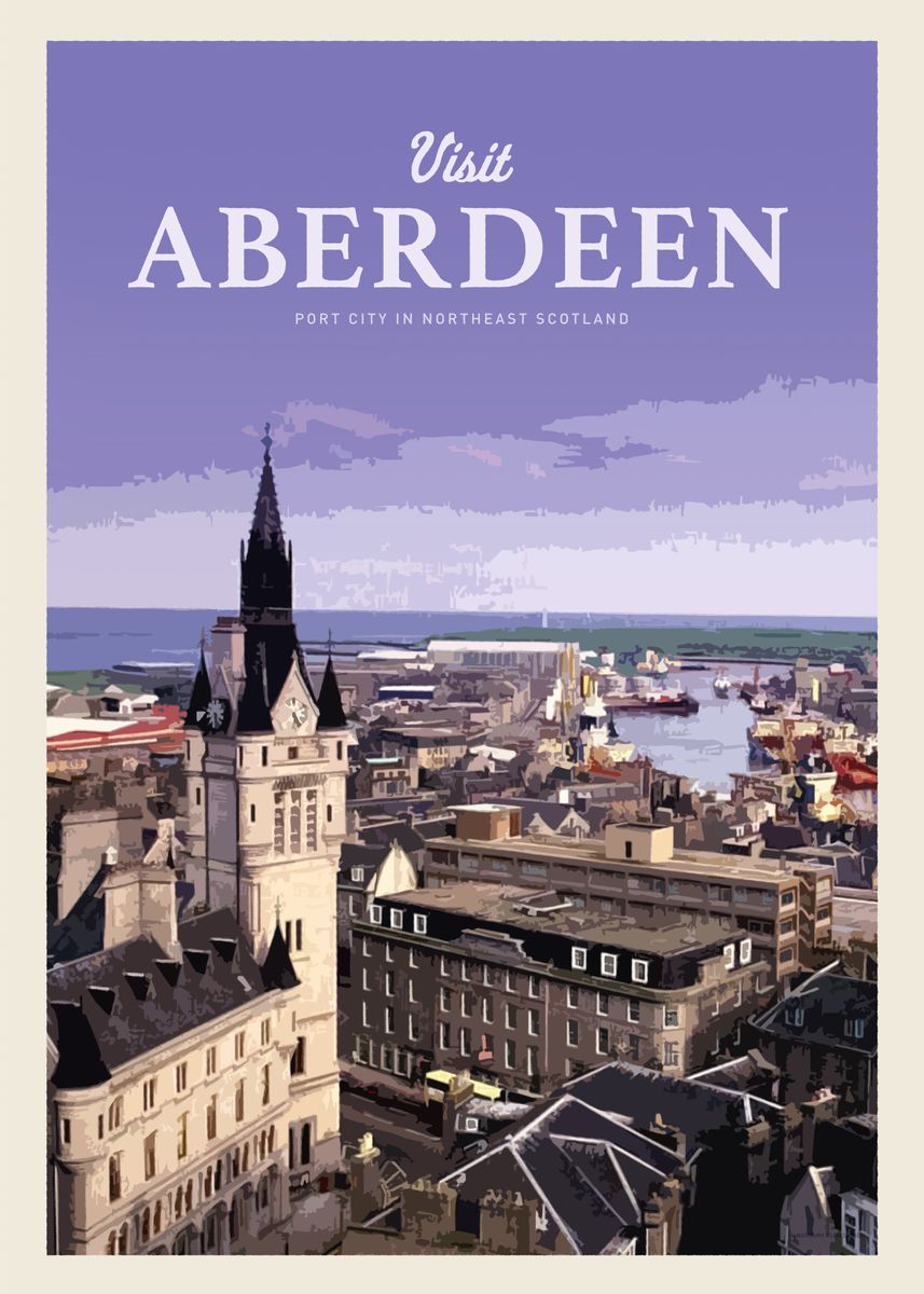'Visit Aberdeen' Poster, picture, metal print, paint by Mercury Club ...
