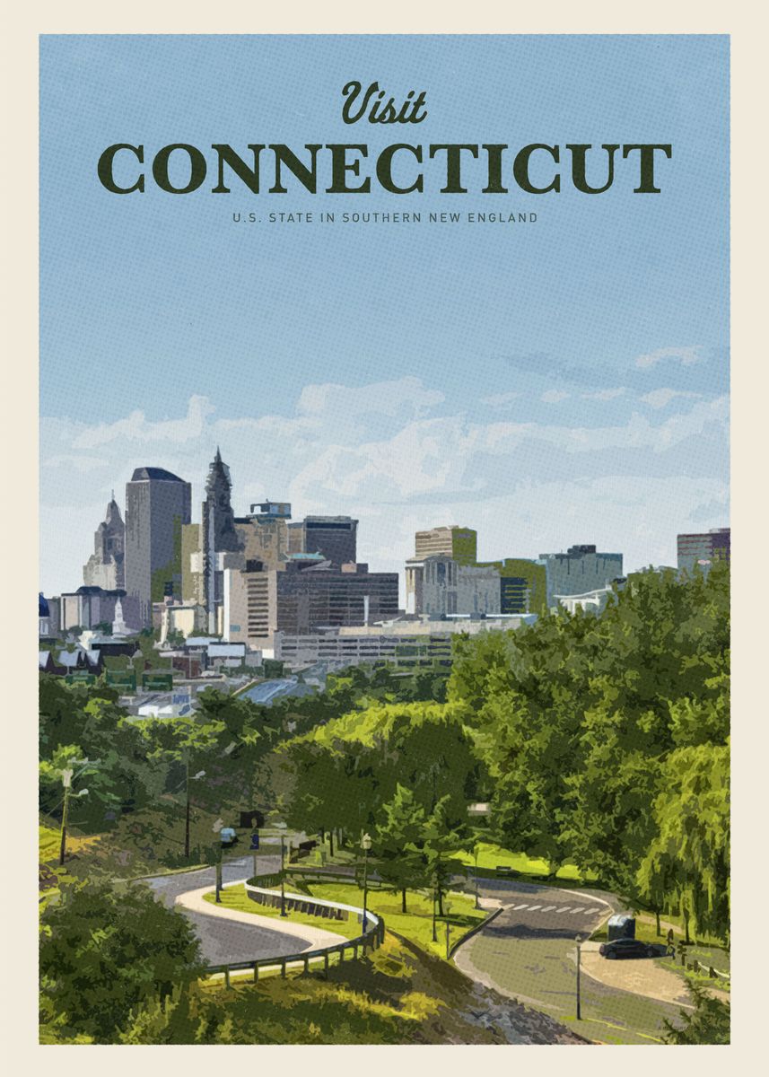 'Visit Connecticut' Poster, picture, metal print, paint by Mercury Club ...