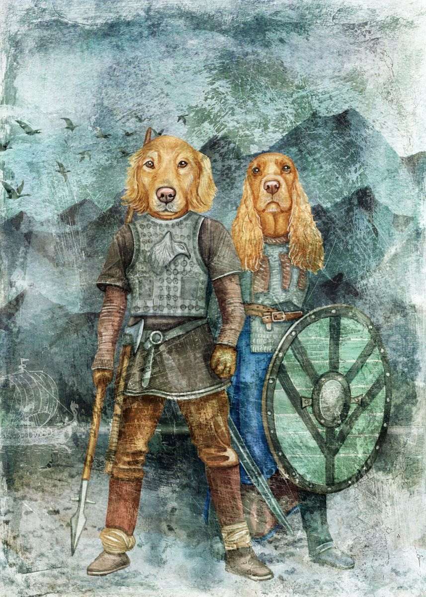 'Warlike dog vikings' Poster, picture, metal print, paint by Lucia ...