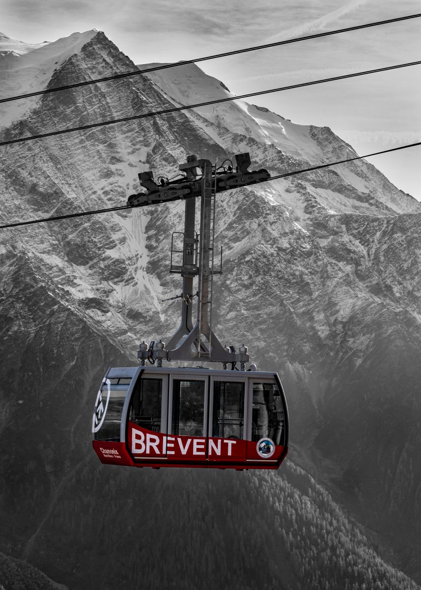 'Chamonix cable car' Poster, picture, metal print, paint by ...