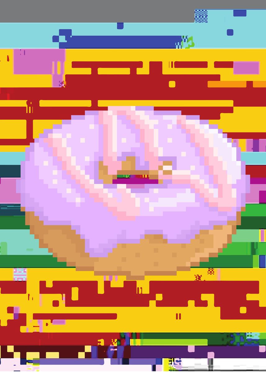 'Cute Pixel Art Doughnut' Poster, picture, metal print, paint by Simon ...