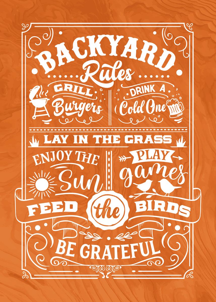 'Backyard rules' Poster, picture, metal print, paint by Tony Lee | Displate