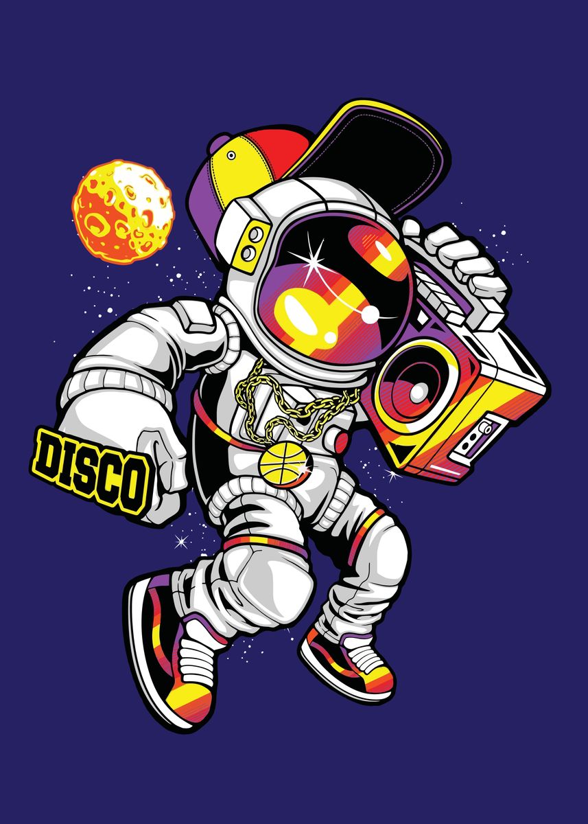 'Disco astronaut' Poster by Berserk Art | Displate