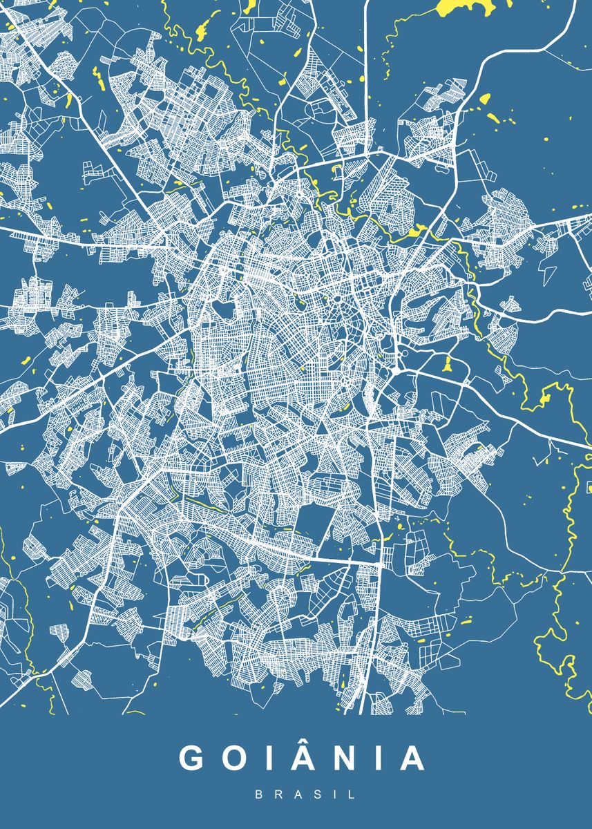 'GOIANIA Map Brasil' Poster, picture, metal print, paint by UrbanMaps ...