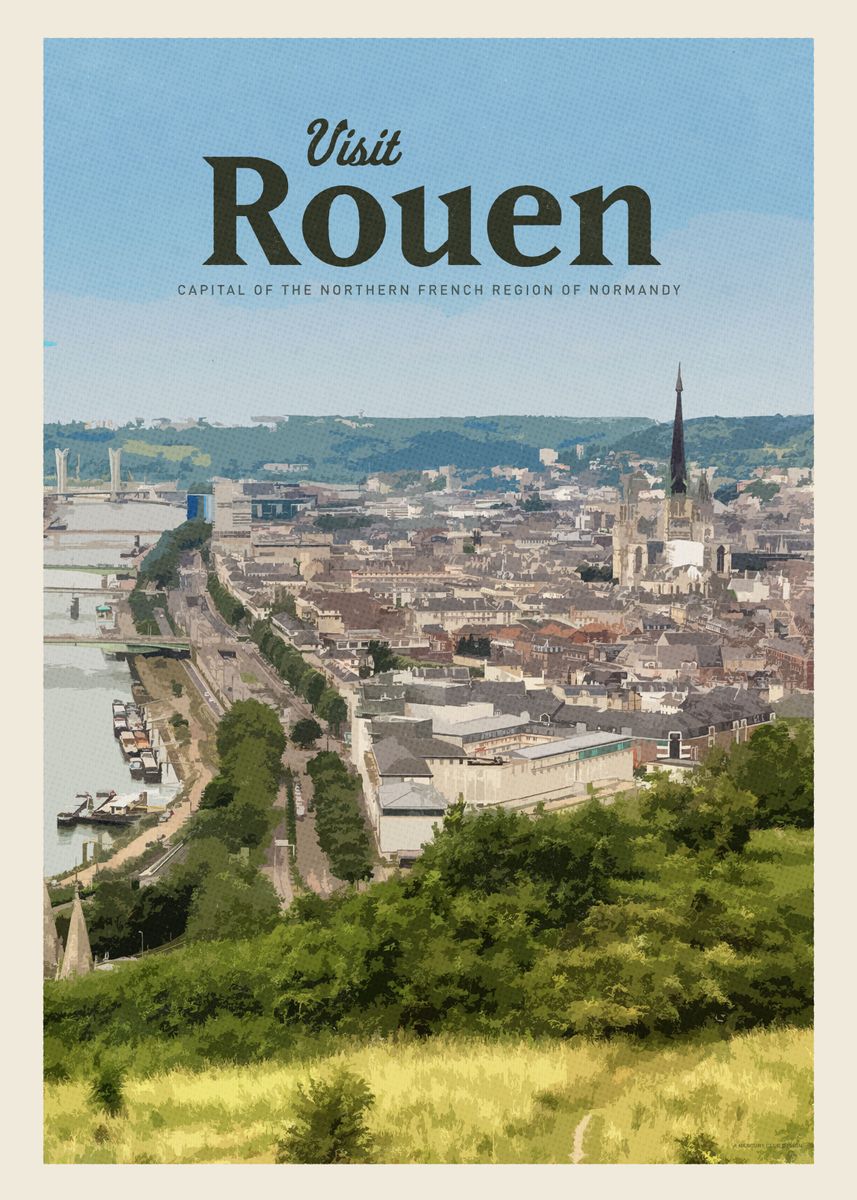 'Visit Rouen' Poster, picture, metal print, paint by Mercury Club ...