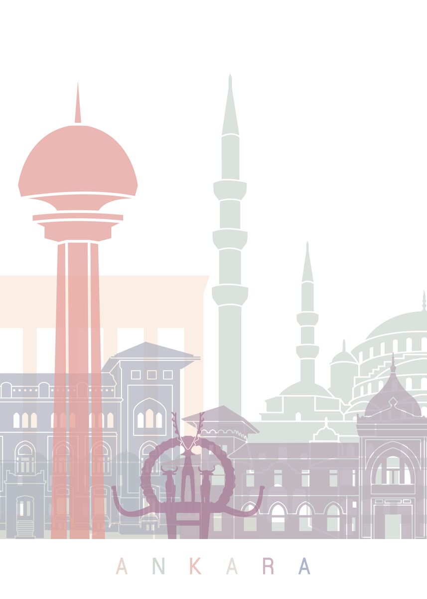 'ANKARA SKYLINE POSTER ' Poster by Cristina Romero | Displate