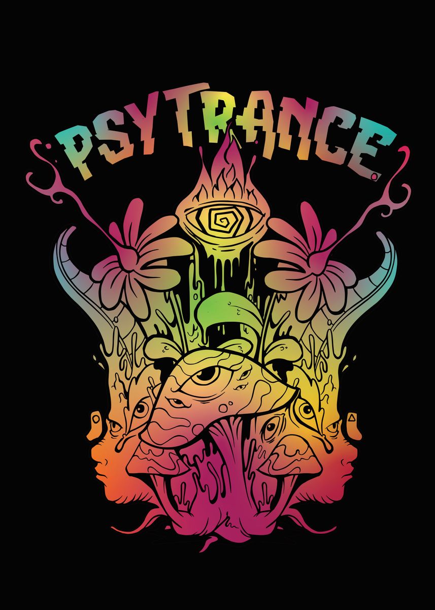 'Psytrance Trippy shrooms' Poster by Simon Darren | Displate