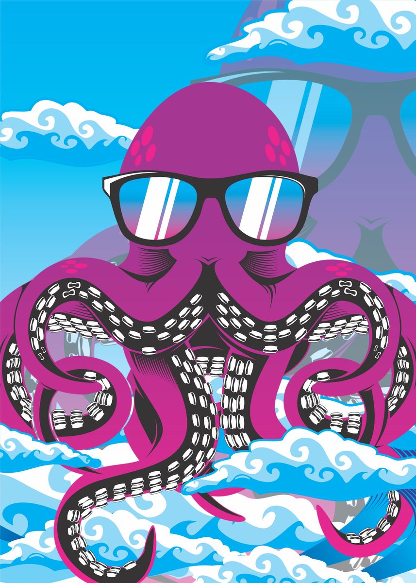 'OCTOPUS TENTACLE FUNK' Poster, picture, metal print, paint by Taufan ...